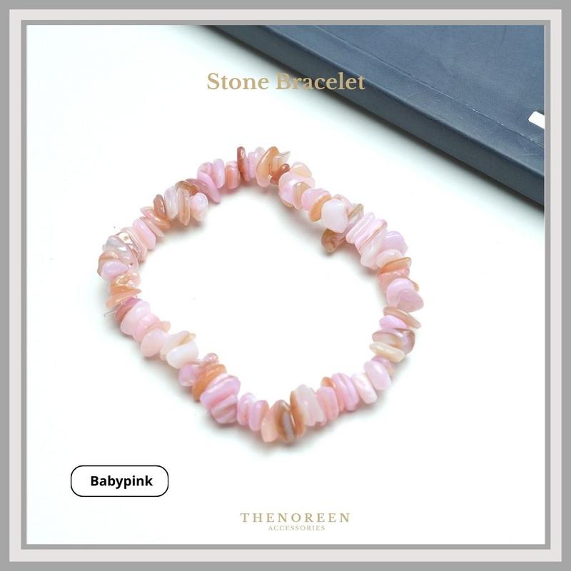Gelang Batu Alam Giok Asli Wanita / Stone Bracelet Elastis Kerajinan ...