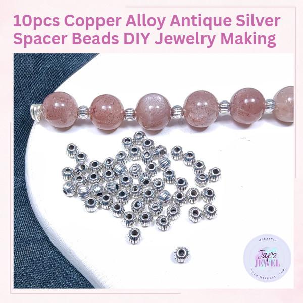10pcs Copper Alloy Antique Silver Spacer Beads DIY Jewelry Making ...