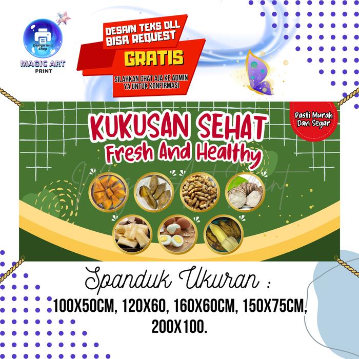 Promo SPANDUK BANNER Kukusan Sehat Hijau MMT Spanduk Custom 200x100 ...