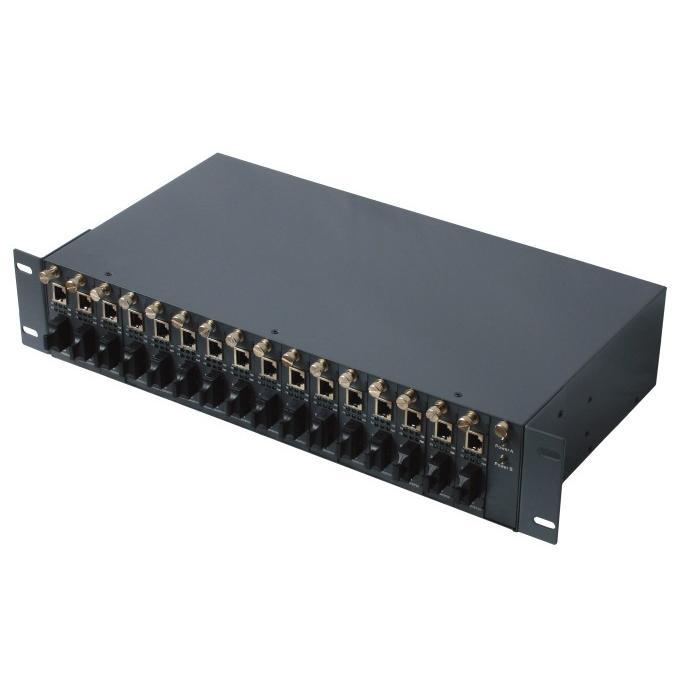 Jual 19 inch 2U 16 slots rack-mount media converter fiber optic chassis ...