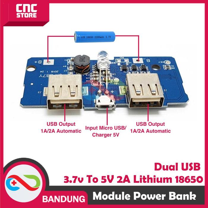 Jual Modul Power Bank DIY Dual USB 5V 2A – Step Up 3.7V ke 5V untuk ...