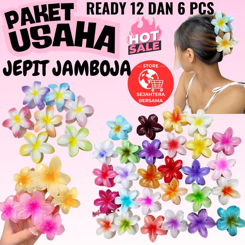 SB 8Cm PAKET USAHA Jepit Rambut Motif BUNGA KAMBOJA ISI 12 PCS - Shop ...