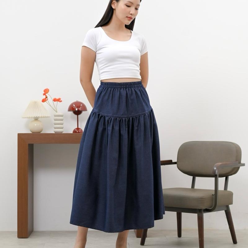 Nalava Jeline Jeans Skirt Denim Ruffle Premium Rok Maxi West Japanese ...