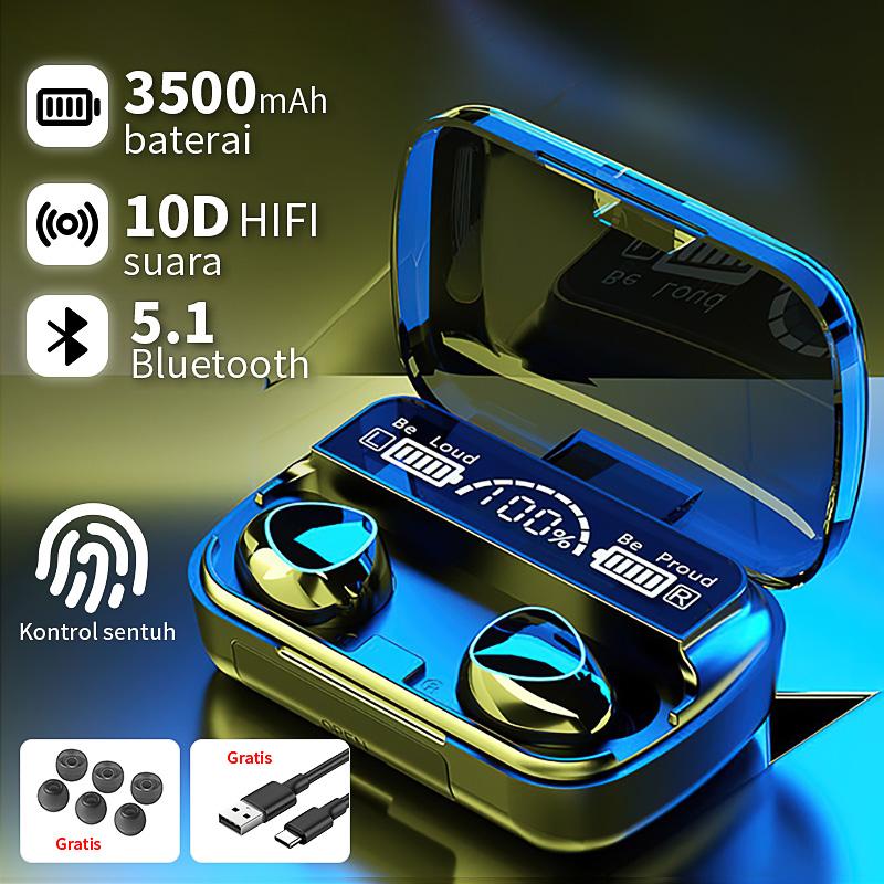 [Beli Lokal] M10 Headset Bluetooth Full Bass Stereo 3500mAh Power Bank ...