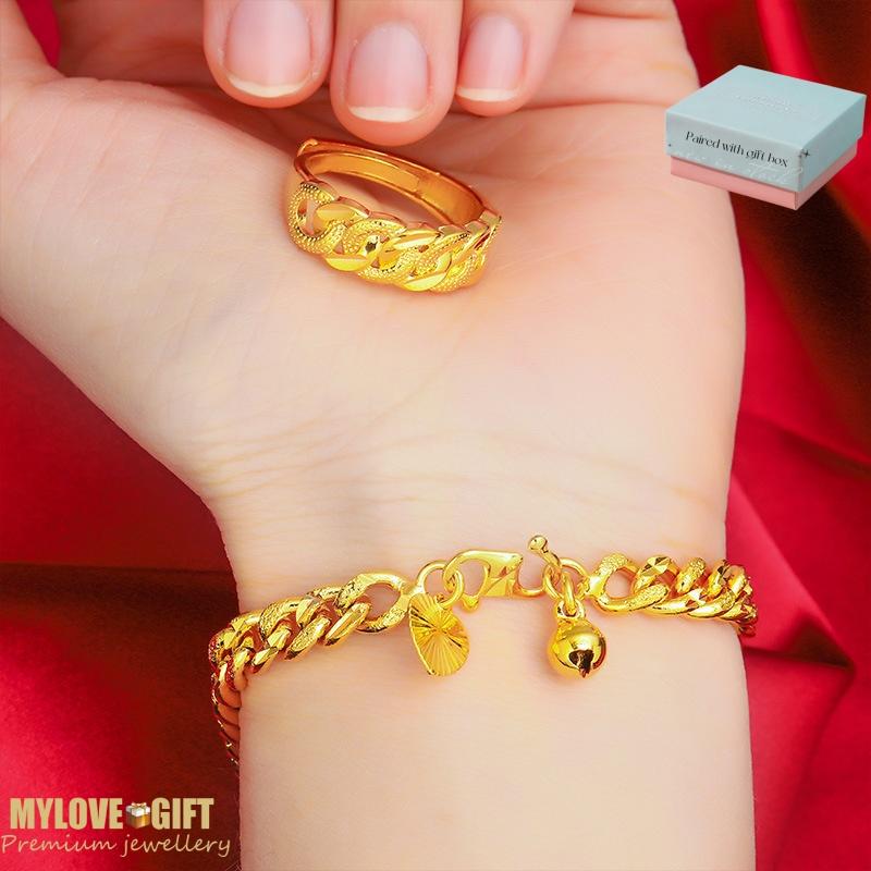 Set Gelang Berpintal Retro, 2 helai, Barang Kemas Wanita Bersalut ...