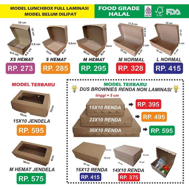 LUNCH BOX PAPER (MIN ORDER 50) TRAY PAPER KERTAS COKLAT KRAFT KOTAK ...