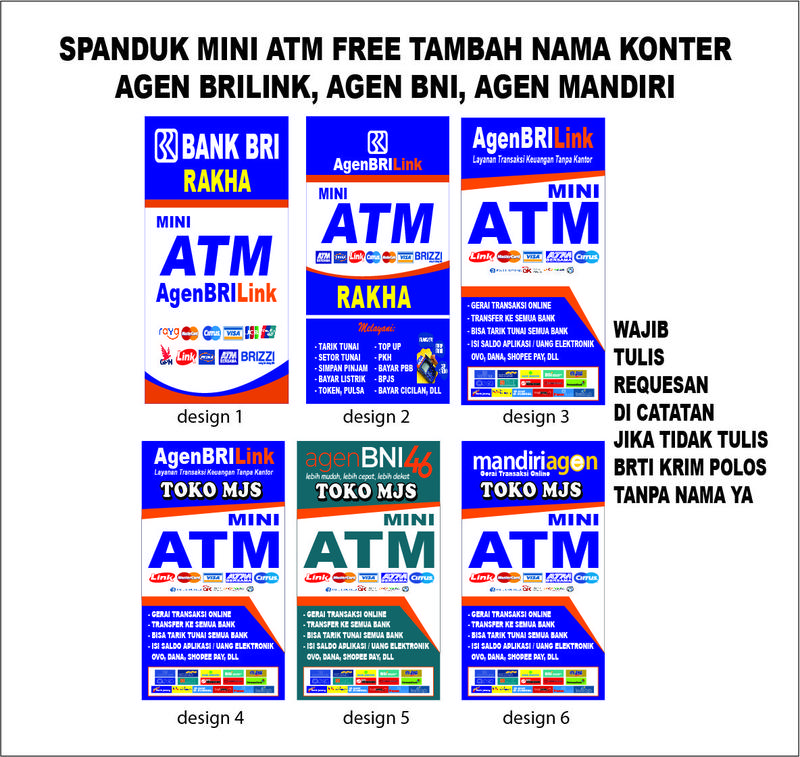 SPANDUK KONTER MINI ATM BRILINK BISA TAMBAH NAMA KONTER - Shop | Tokopedia