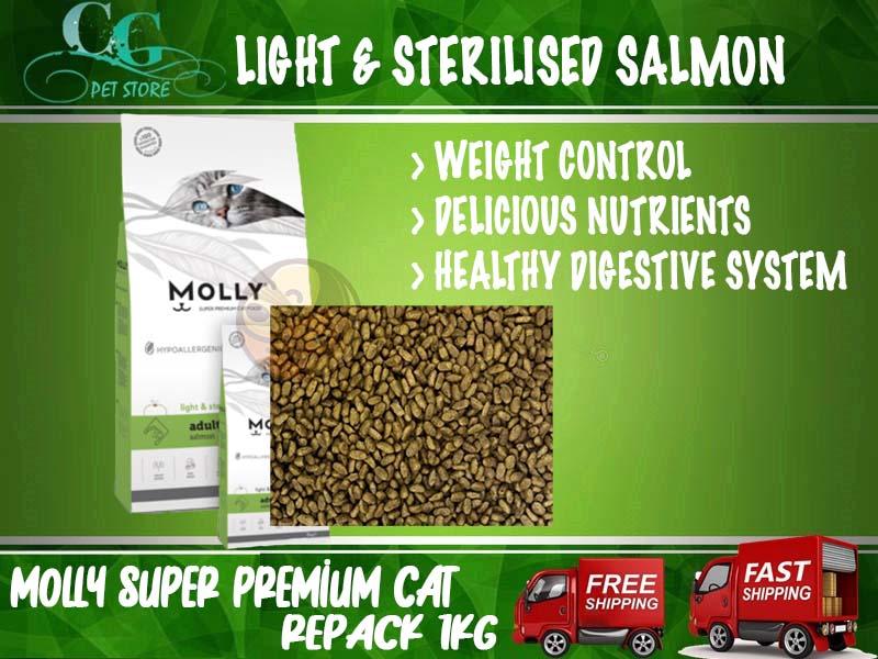 Molly Cat Adult Light & Sterilised Salmon - Renal Care 1KG REPACK ...