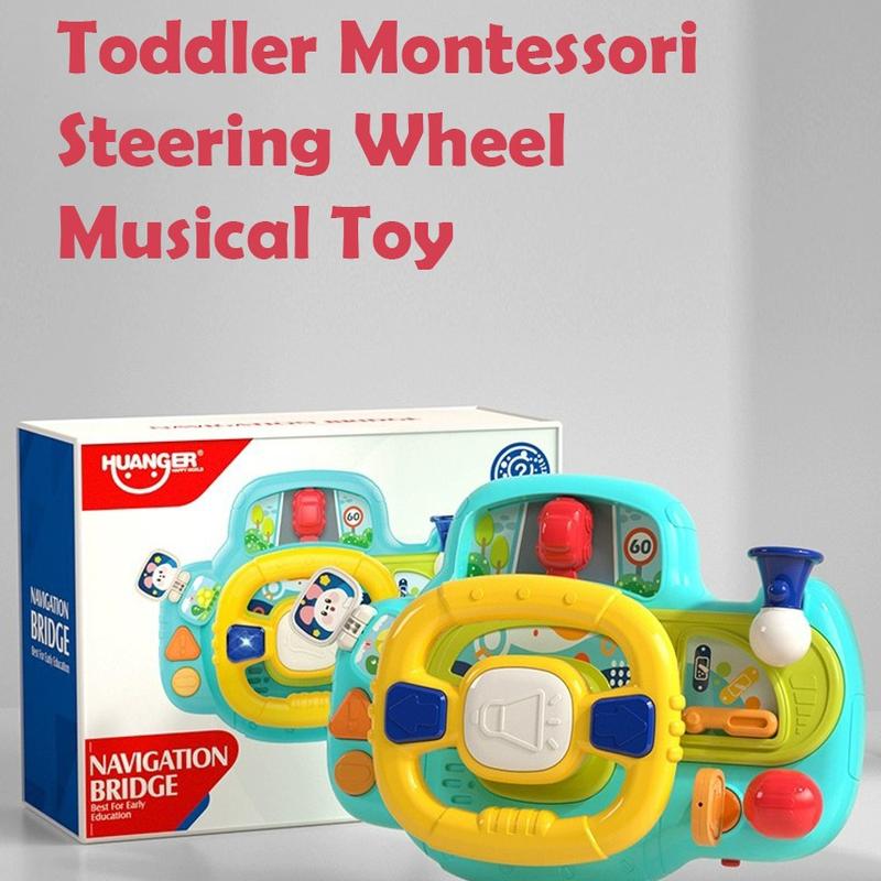 Toddler Montessori Pretend Play Steering Wheel Musical Toy, Mainan ...