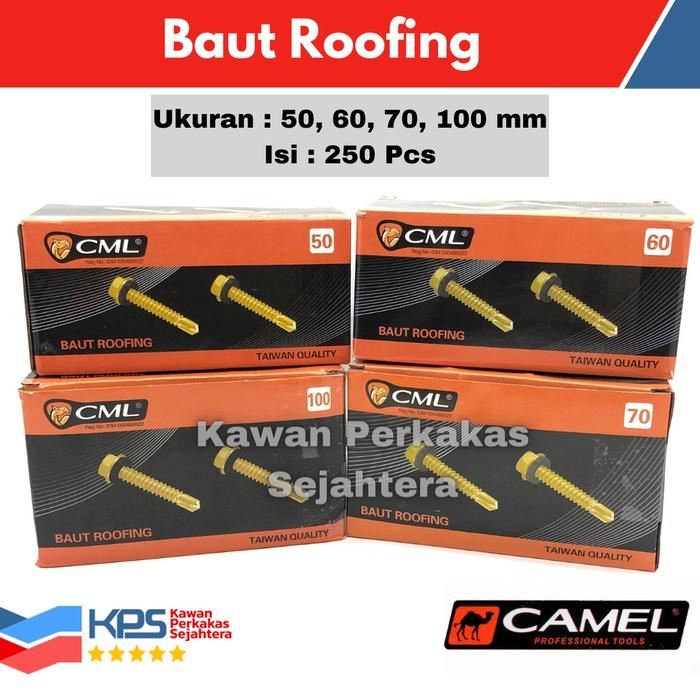 Jual CAMEL Baut Roofing 50 - 60 - 70 - 100 (250 pcs) | Skrup Rofing Ruping Kuning 5 cm - 6 cm ...