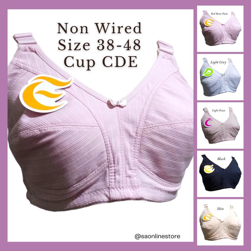 Bras Tanpa Dawai Span Nipis Saiz 38-48 Cup CDE Women Soft Cotton ...