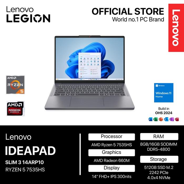 Promo LENOVO IDEAPAD SLIM 3 14ARP10 RYZEN 5 7535HS 8GB 512GB W11+OHS ...