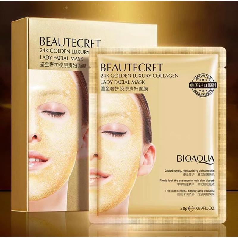 BIOAQUA Beautecret 24K Golden Luxury Collagen Lady Facial Mask (28g x ...
