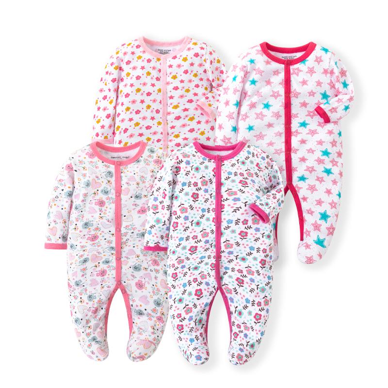 Newborn Baby Pajamas Baby Girls Bodysuit Long Sleeve Cotton Baby ...