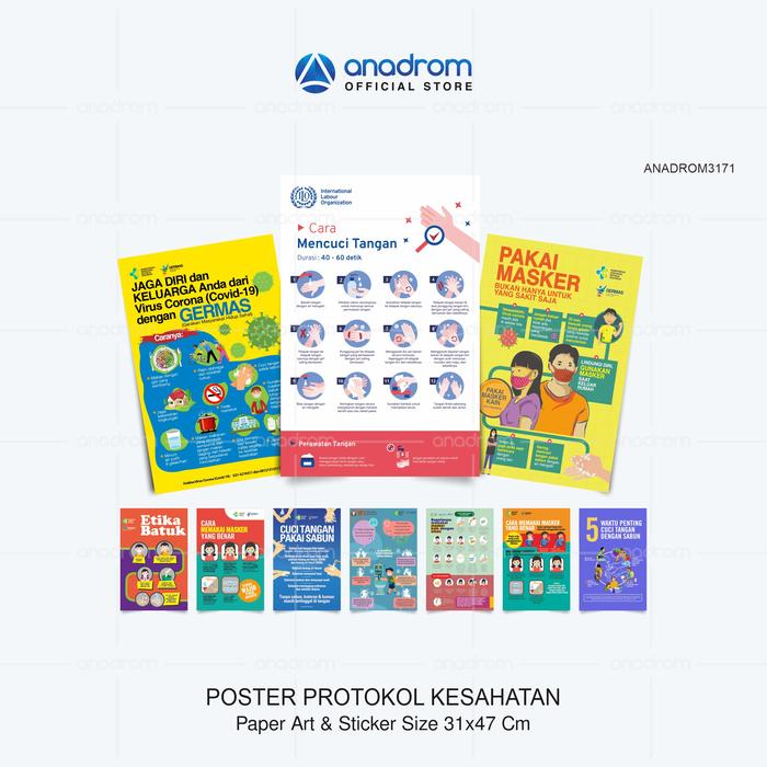 Jual Poster Protokol Kesehatan I poster cara mencuci tangan | Poster ...