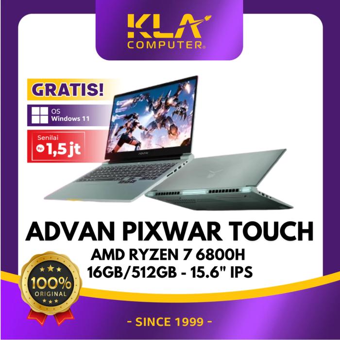 Jual ADVAN Gaming Pixwar Touchscreen AMD Ryzen 7 6800H 16GB 512GB 15.6 ...