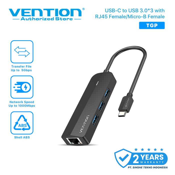 Jual VENTION USB Type C to LAN with Micro USB Power Supply - USB 2.0 ...