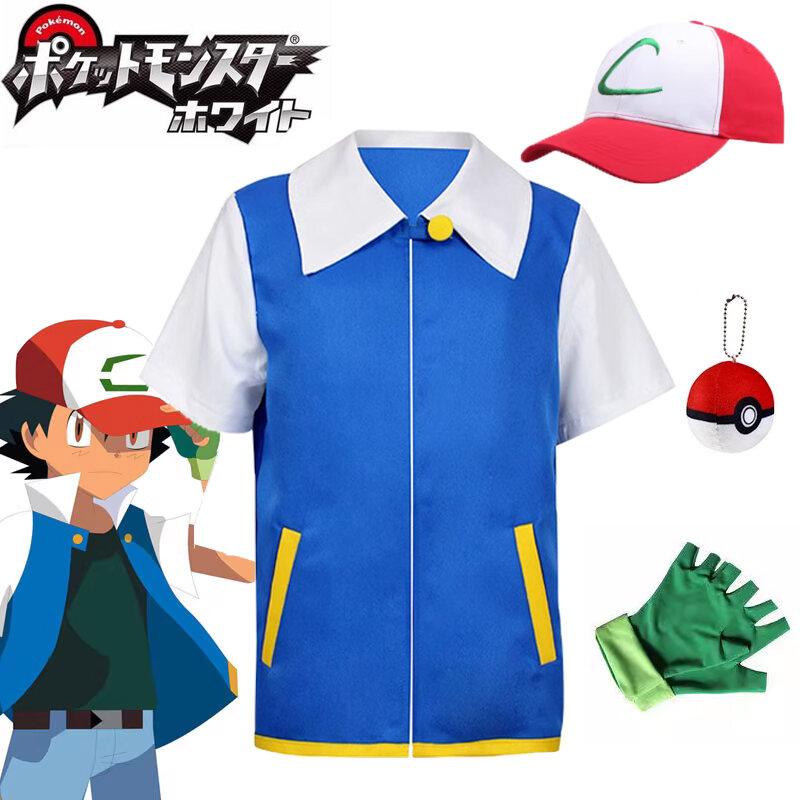 Anime Pokemon Ash Ketchum Cosplay Costume Adult Kids Ash Ketchum ...