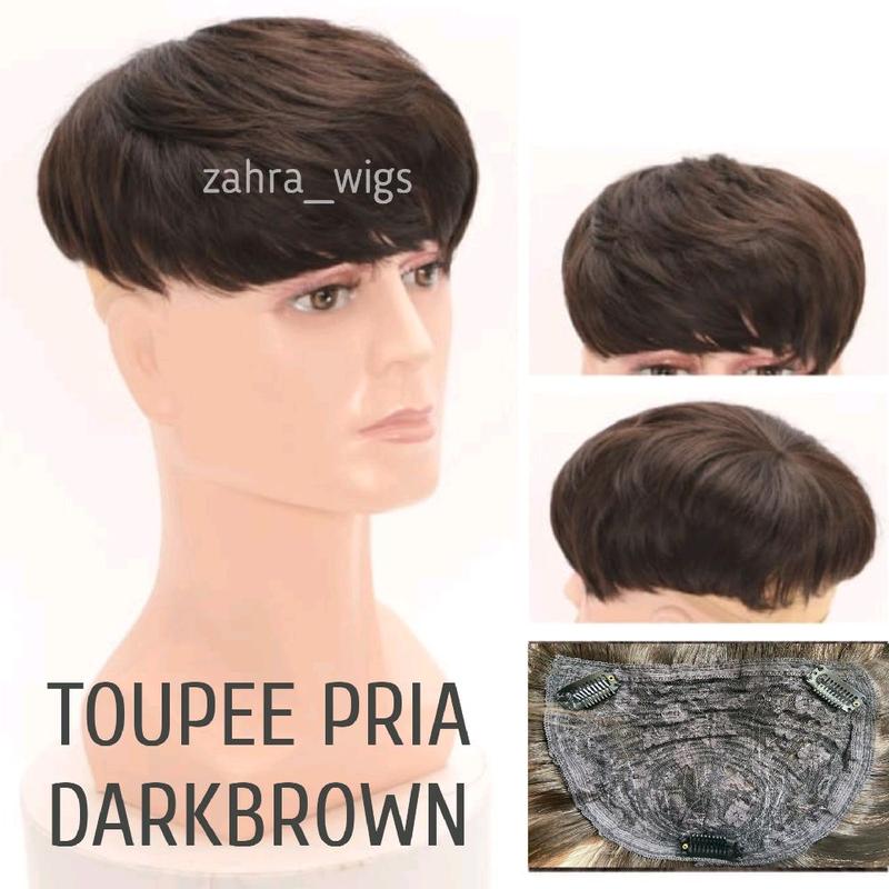 WIG TOUPEE PRIA KOREA RAMBUT PENDEK WARNA DARKBROWN TUTUP BOTAK PRIA ...