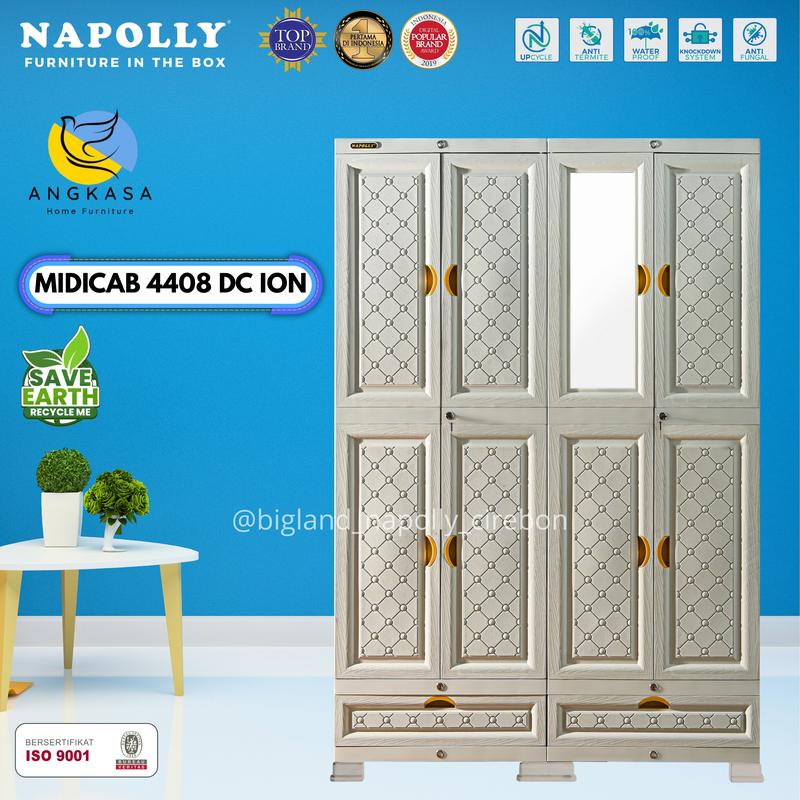 Napolly Lemari Jumbo 4 Pintu + Gantungan + Cermin + 4 tower MIDICAB ...