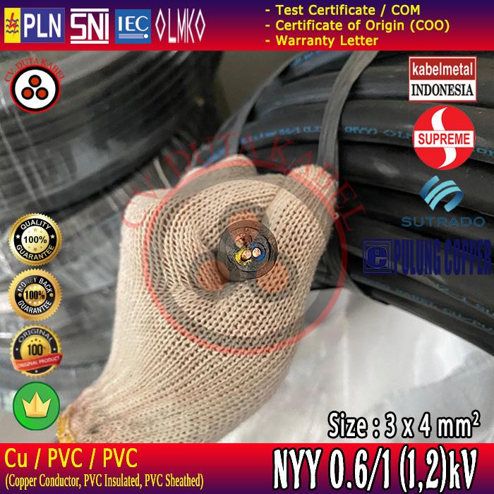 Jual Kabel NYY 3x4 mm2 MERK SUPREME CABLE / KABELMETAL (KMI) / SUTRADO ...