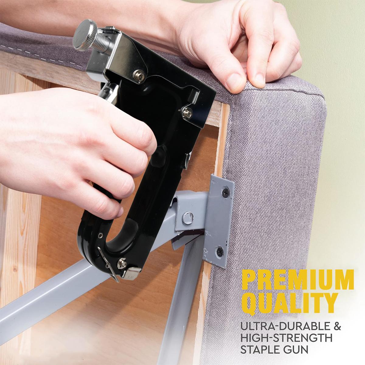 JLD 3-In-1 Upholstery Stapler Gun + U/D/T Staples + Staple Remover ...