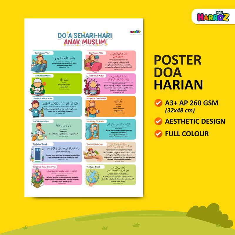 Poster A3+ Edukasi Doa Harian Anak Muslim Doa Sehari-Hari Anak - Shop ...