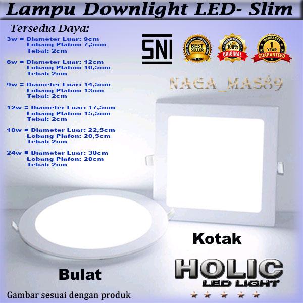Promo Lampu Downlight LED Bulat & Kotak - Holic MBD - 3w, Kotak - Putih ...
