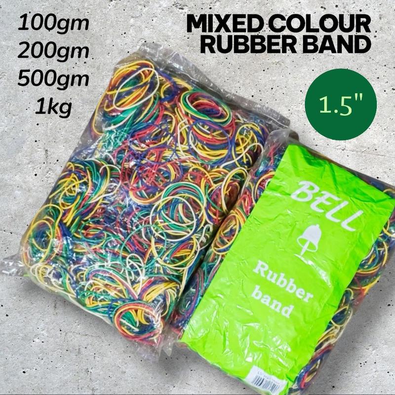 Mixed Colour Rubber Band 1.5 in good quality/ Getah Warna Warni 1.5 in ...
