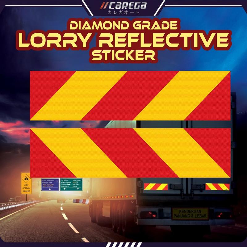 Reflective Sticker Lorry Sticker YELLOW/RED Sticker Diamond Grade ...