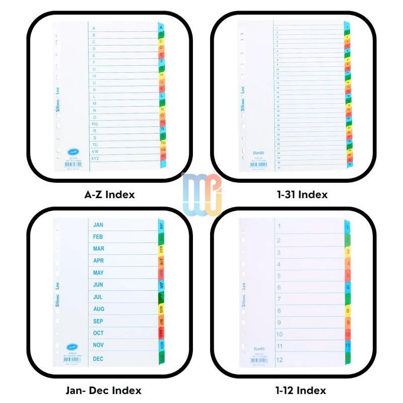 Bantex Strongline Index A4 Pembatas Kertas Tipe Abjad dan Nomor - Shop ...