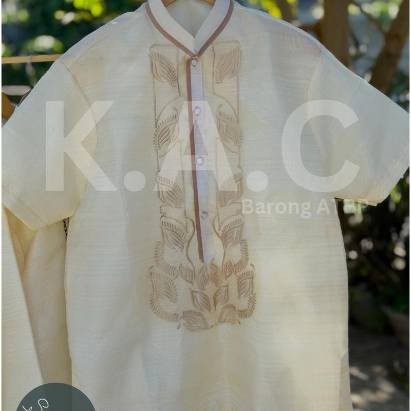 Polo barong dahon embroidery chinese collar double lining - TikTok Shop ...