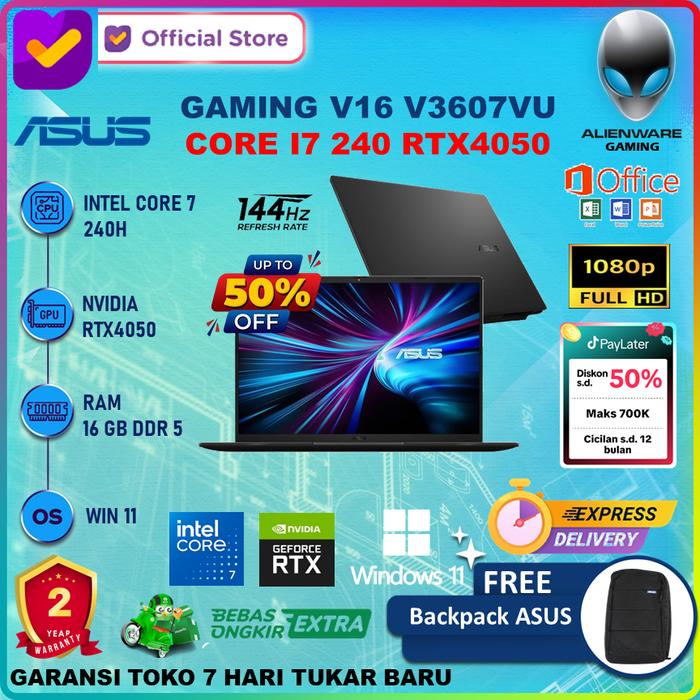 Promo ASUS GAMING V16 V3607VU RTX4050 CORE I7 240H 16GB 512GB w11+ohs ...