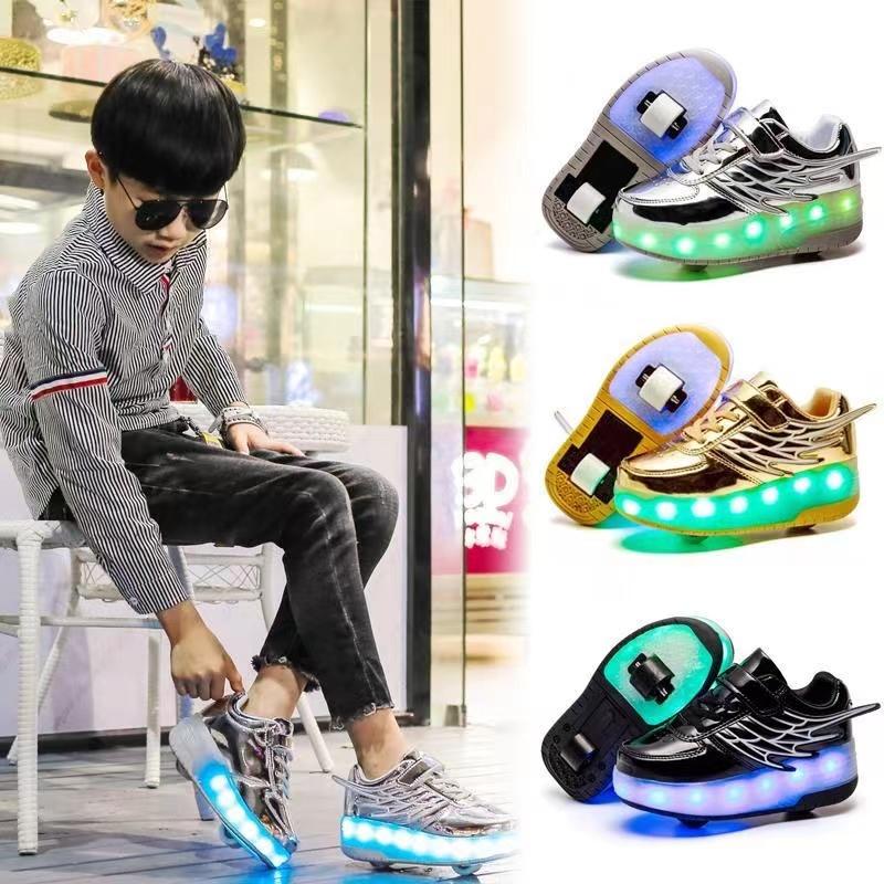 LED colorful luminous shoes one-wheel Heelys parent-child roller ...