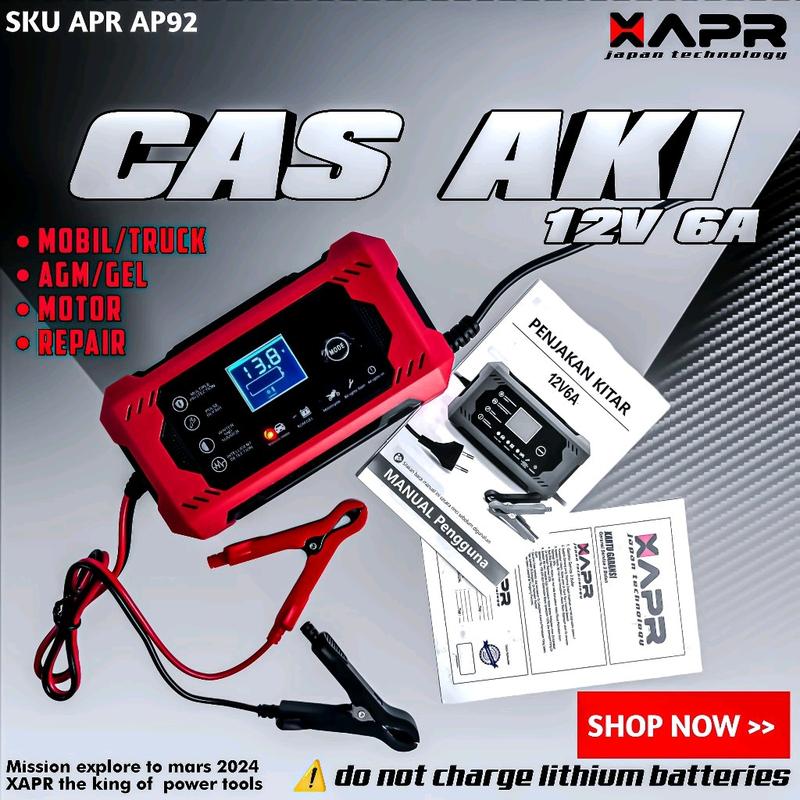 Cas Aki Charger Accu Motor Mobil 12V 6A AP92 APR JAPAN TECHNOLOGY ...