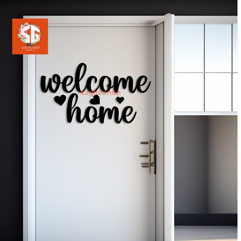 HIASAN DINDING KAYU PLYWOOD PAJANGAN DINDING TULISAN WELCOME LOVE HOME ...