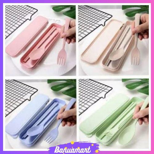 ALAT MAKAN JERAMI / Alat Makan Jerami 1 Set / Sendok Garpu Sumpit 3in1 ...