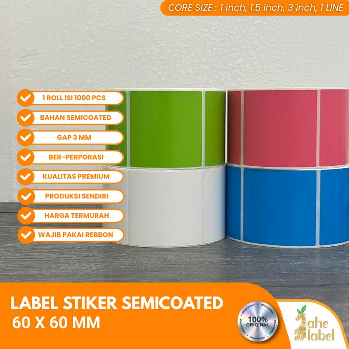 Jual LABEL SEMICOATED 60X60 MM LABEL STIKER BARCODE 6X6 CM LABEL STIKER ...