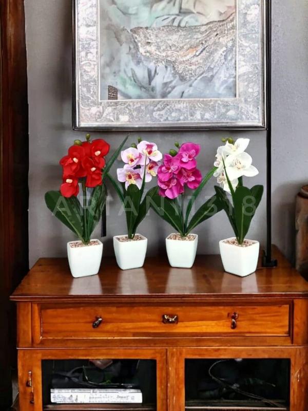 SET BUNGA ANGGREK VAS MINI DEKORASI RUMAH SHABBY CHIC - Shop | Tokopedia