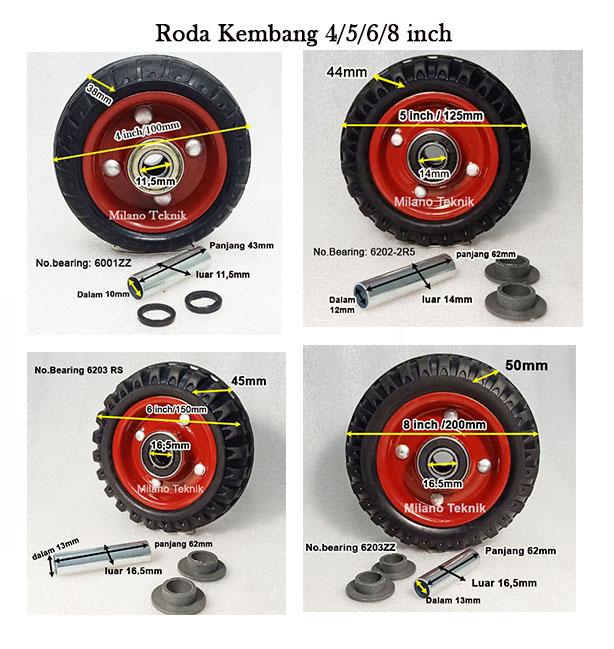 Jual Roda karet 4/5/6/8/10 inch kembang Heavy Duty Troli- gerobak WHEEL ...
