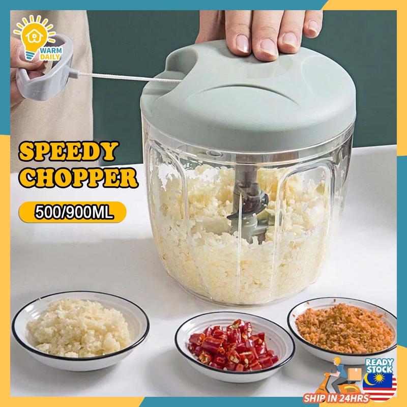 Mini Speedy Manual Food Chopper Hand Pull Rope Chopper 5 Blades ...