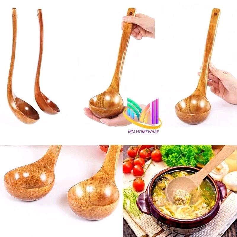 Natural Wooden Soup Spoon / Wooden Soup Ladle / Senduk Sup Kayu ...