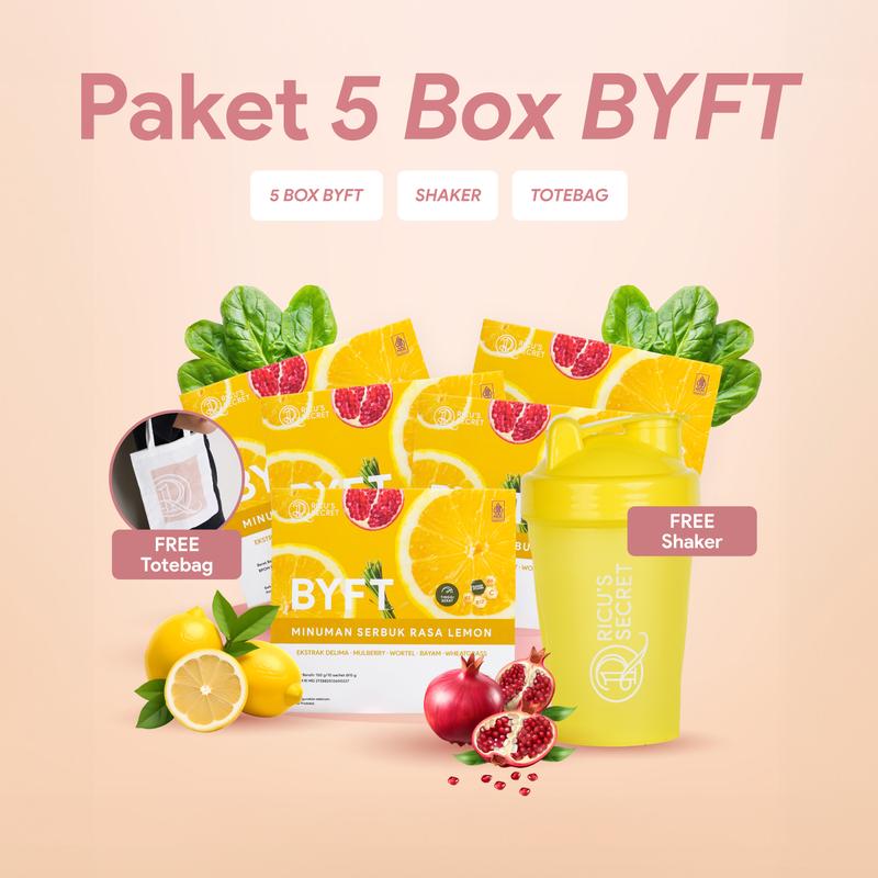 [Ricu's Secret] 5 Box BYFT Drink Rasa Lemon dan Botol Shaker - Shop ...