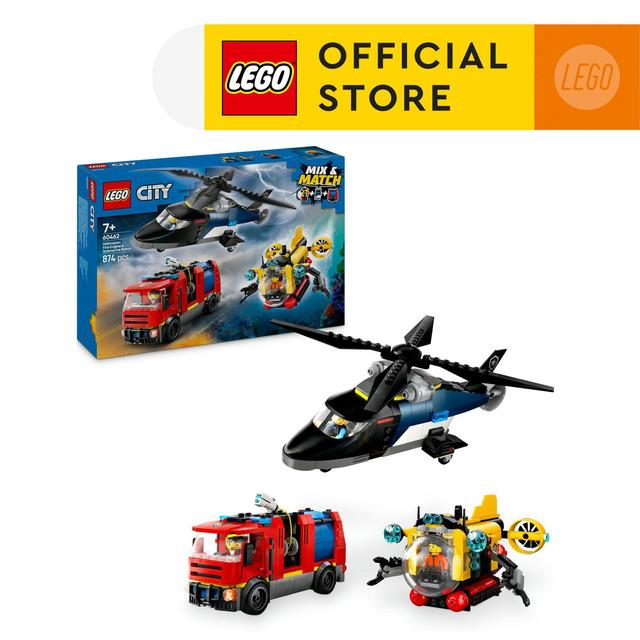 Promo LEGO City 60462 Helicopter, Fire Truck & Submarine Remix (874 ...