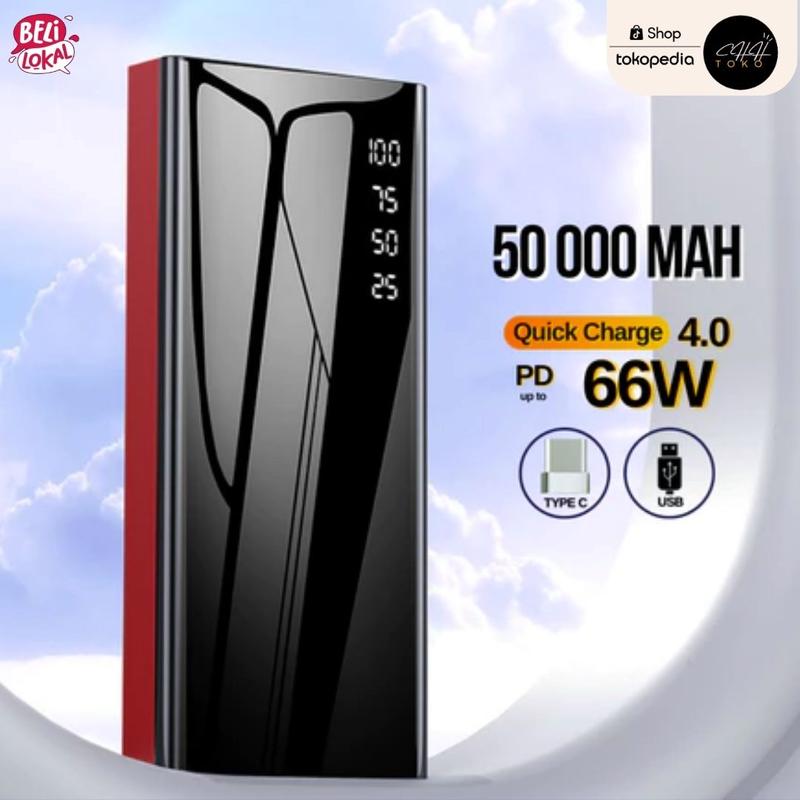 Powerbank T93 50000 mAh Dual Output Putih/Hitam dengan Screen Digital ...