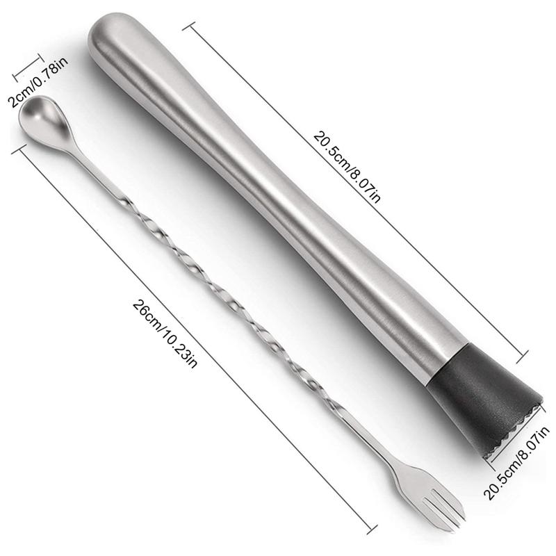 Muddler for Cocktails, 10" Muddler and Bar Spoon Cocktail Mixing ...