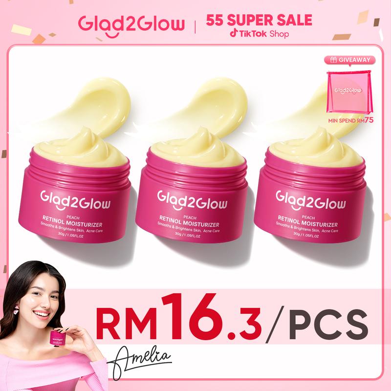 G2G 3PCS - Glad2Glow Peach Retinol Moisturizer 30g*3 Rejuvenating ...