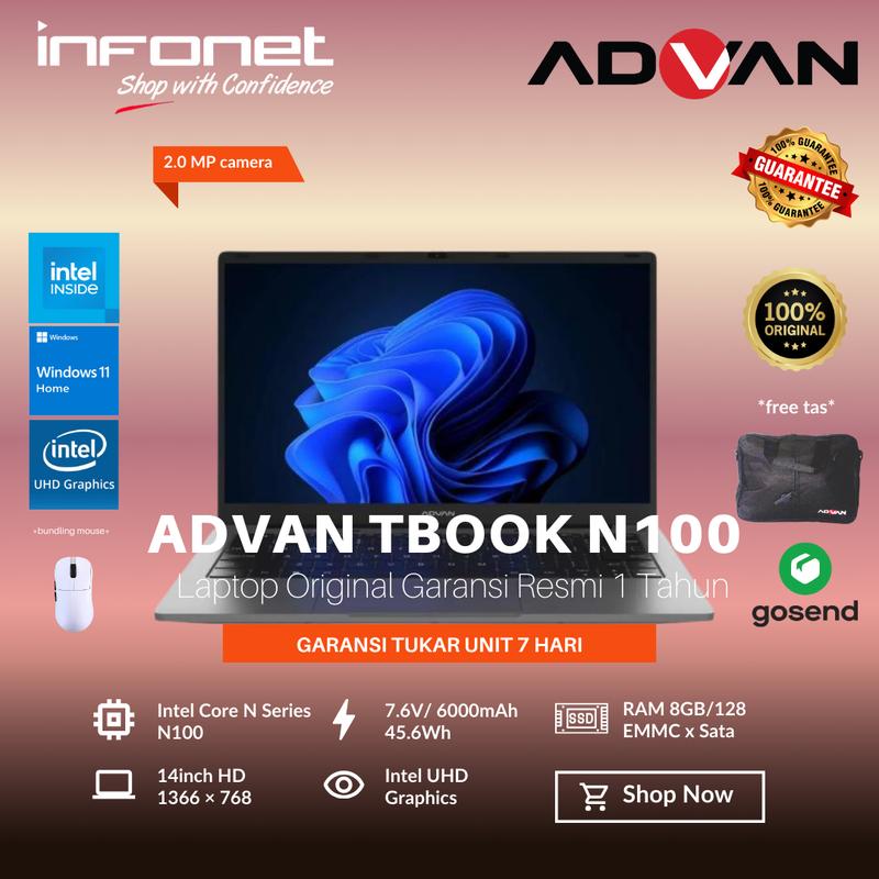 Advan Tbook N100 8GB 128GB EMMCxSATA 14" UHD GRAPHICS WIN 11/GREY/1Y ...