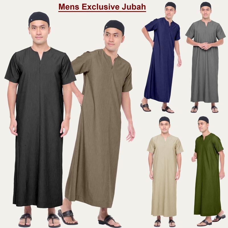 Exclusive Jubah Lelaki Lengan Pendek 2 pocket V Neck Style Jubah ...