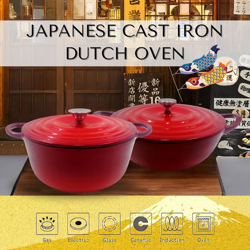 Red Premium Cast Iron Enamel Pot Casserole Round Dutch Oven Enamel Pot ...